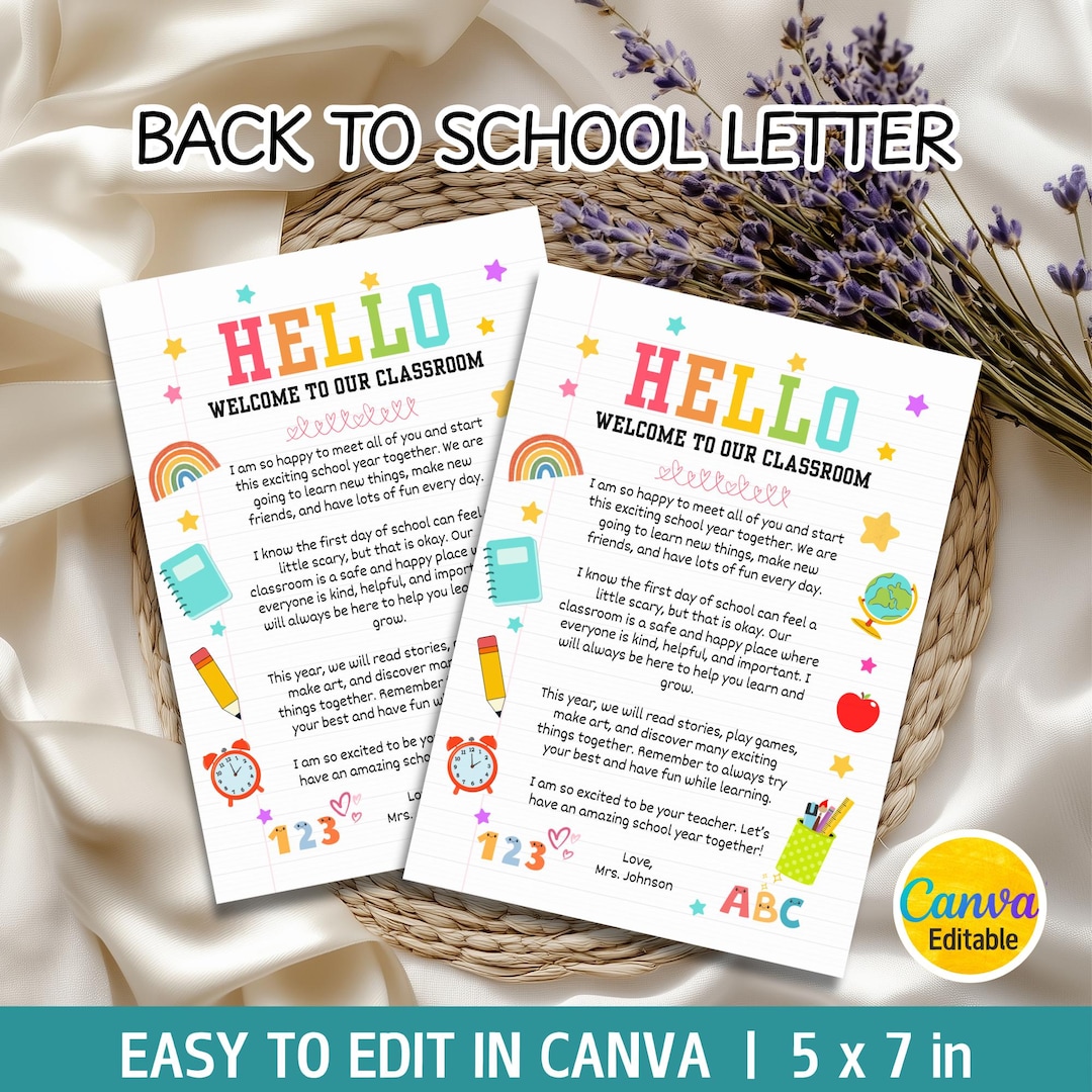 Editable Teacher Welcome Back Letter to Students, First Day of School ...