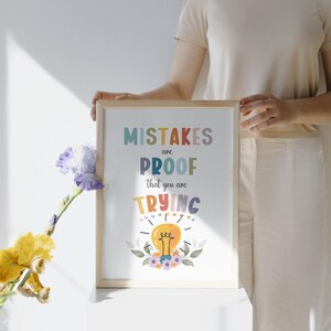 Printable Mistakes Are Proof You Are Trying Poster, Growth Mindset ...