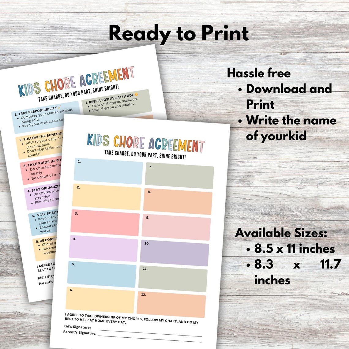 Editable Kids Chore Agreement, Kids Chores Rules, Cleaning Agreement ...