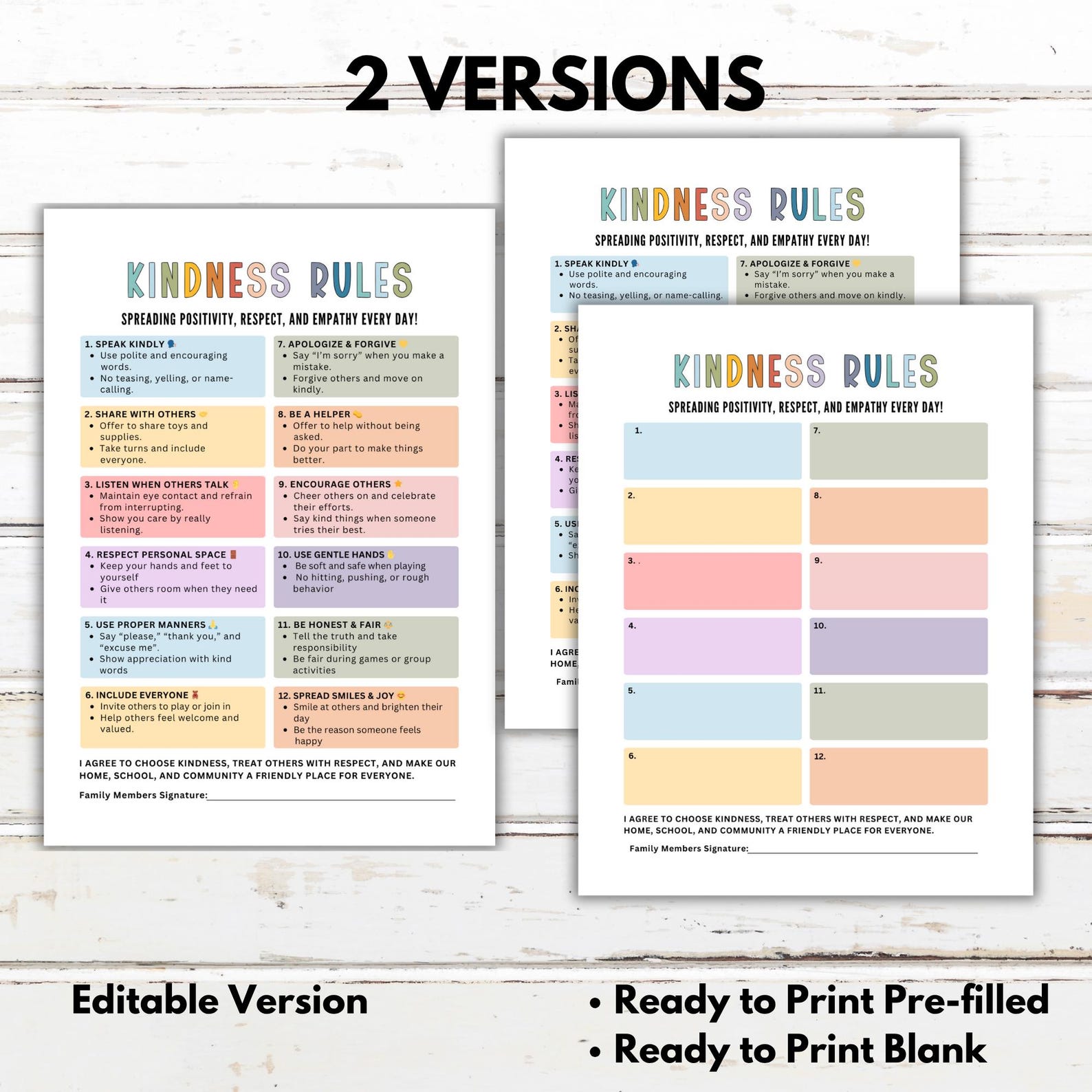 Editable Kindness Rules, Kindness Chart for Kids, Gratitude Poster ...