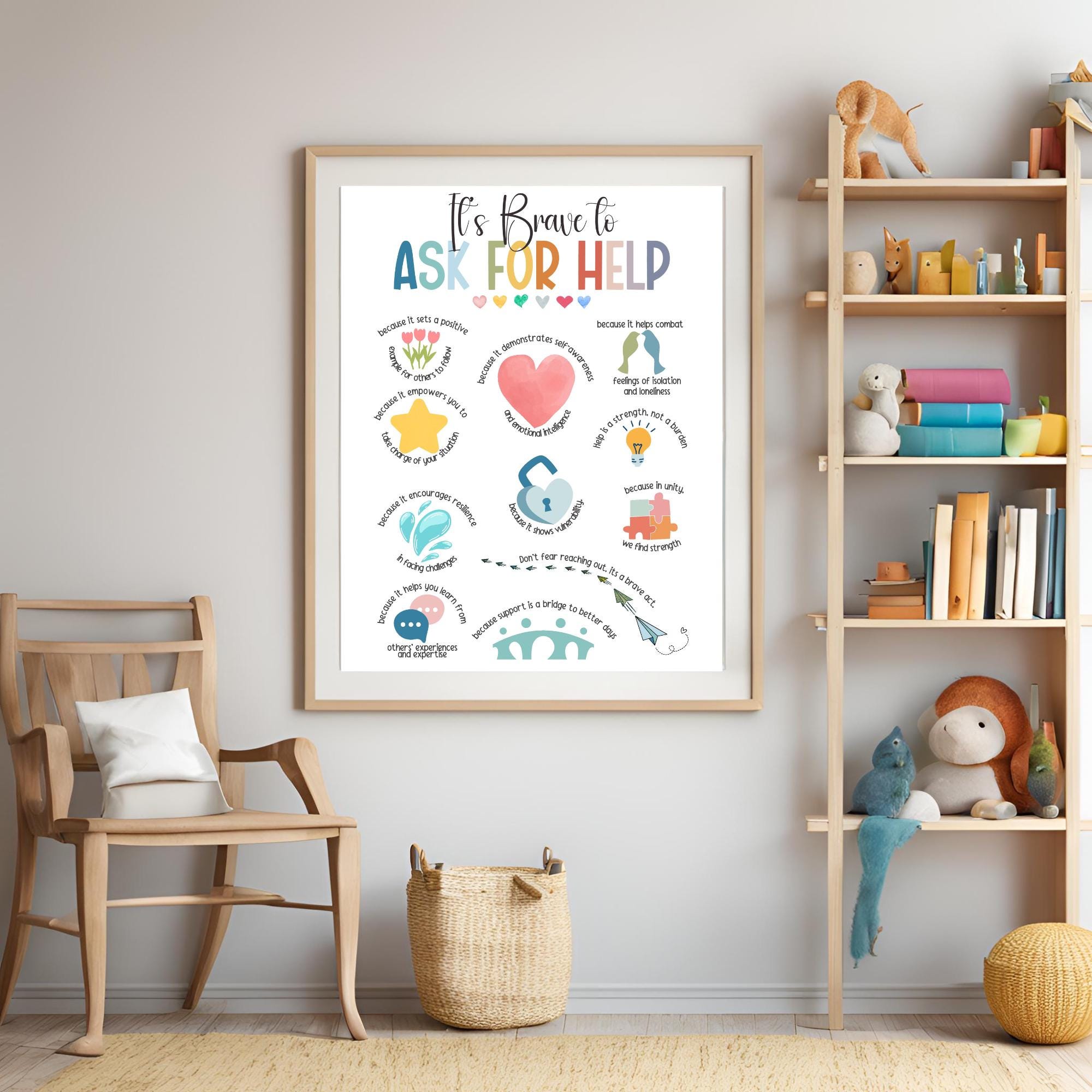 It's Okay to Ask for Help Mental Health Poster, Therapy Office Decor ...
