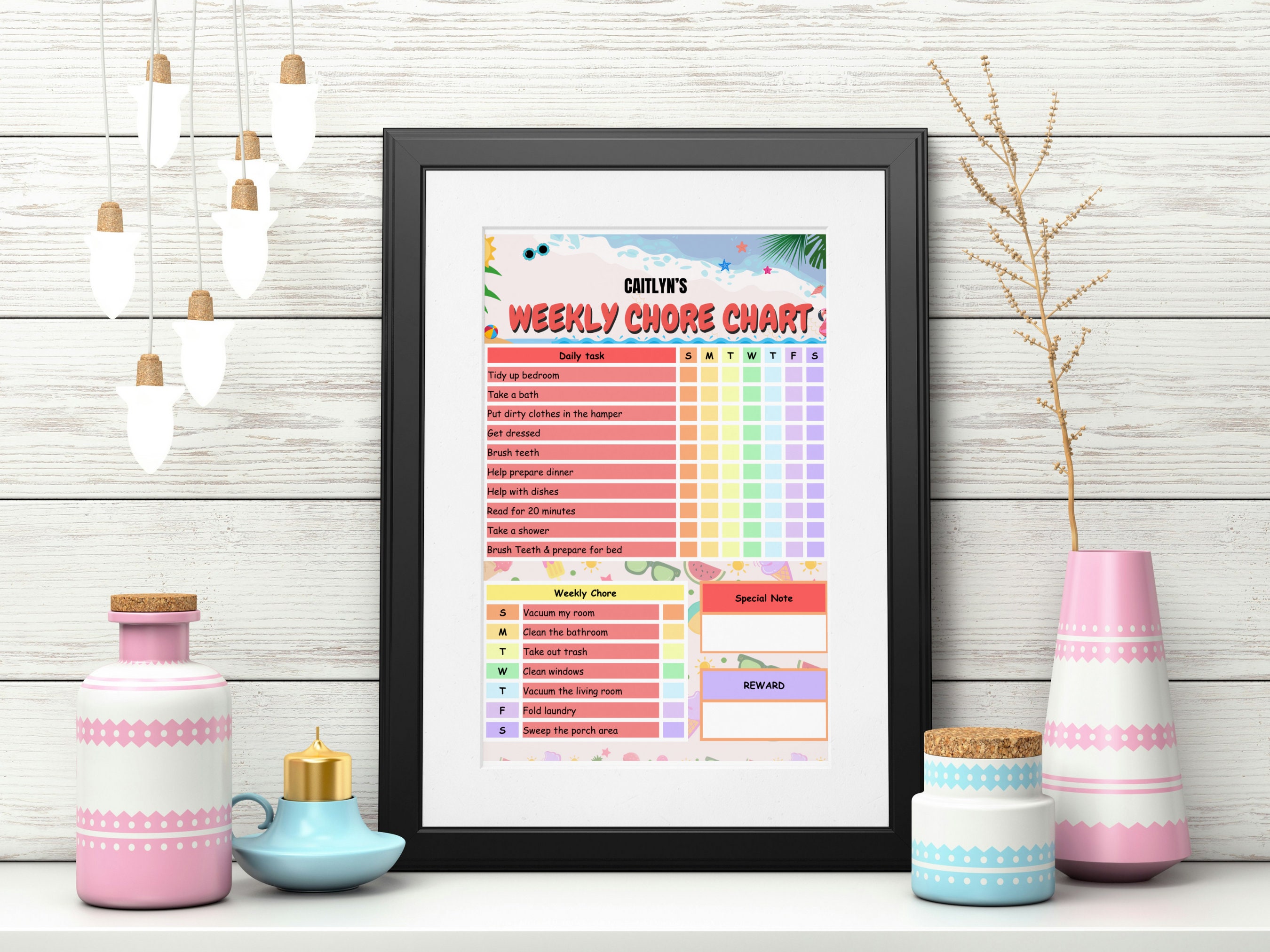 Kids House Chore Chart, Kids Task Chart Printable, Editable Routine ...