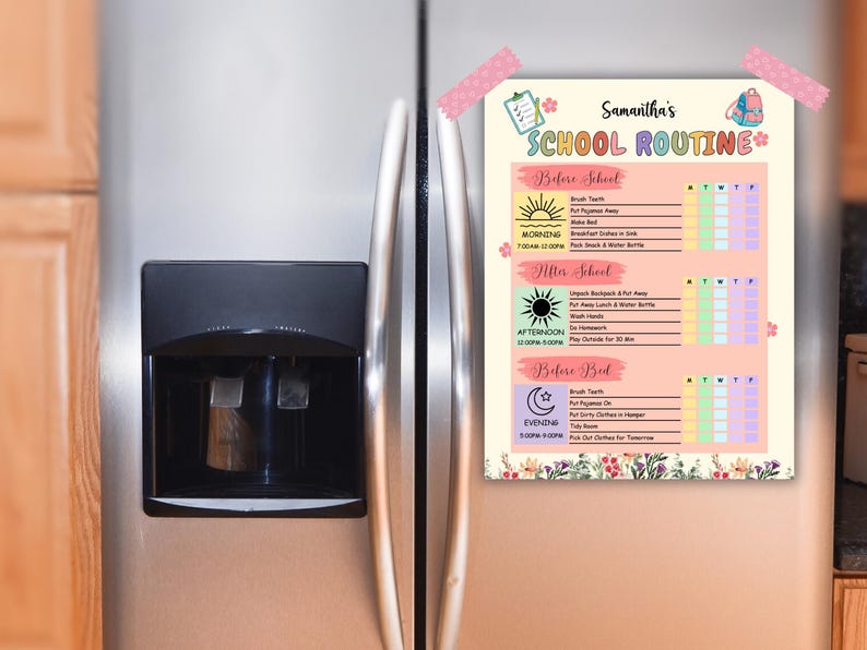 Editable School Checklist for Kids, Before After School Schedule, Daily ...