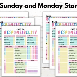 Editable Kids Responsibility Chart, Weekly Chore Chart for Kids, Chore ...
