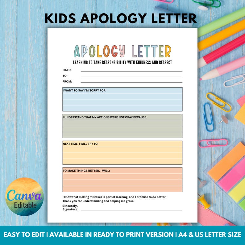 Apology Letter for Bad Behavior, Apology Letter for Kids, Apology ...