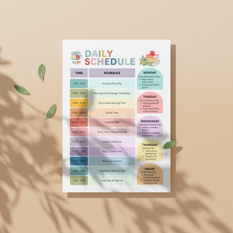Editable Daily Daycareschedule, Childcare Planner, Preschool, In-home ...