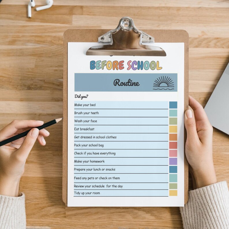 Editable Kids School Routine Chart, Daily Checklist (digital Download ...