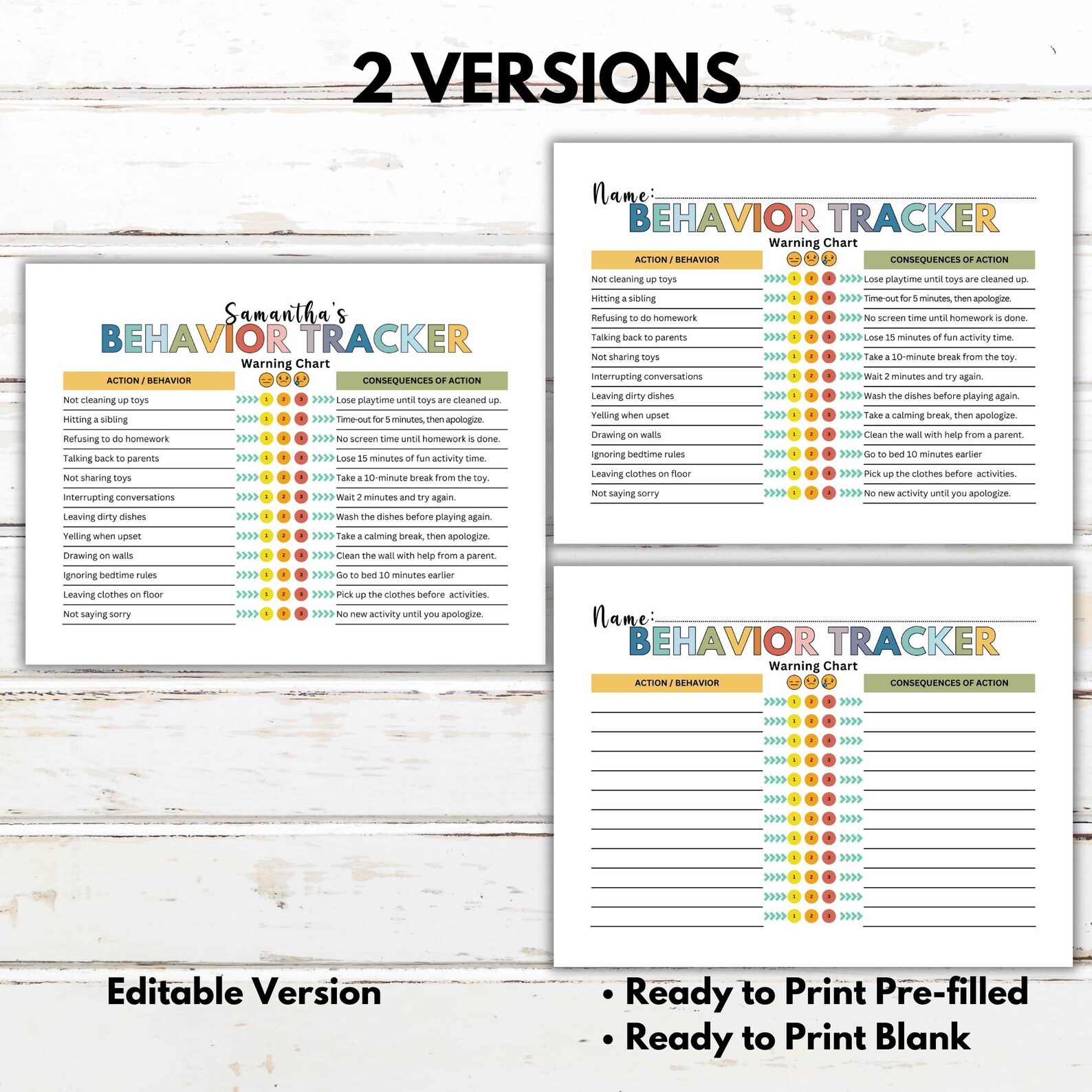 Behavior Consequence Chart, Kids Homeschool Behavior Chart, Warning ...