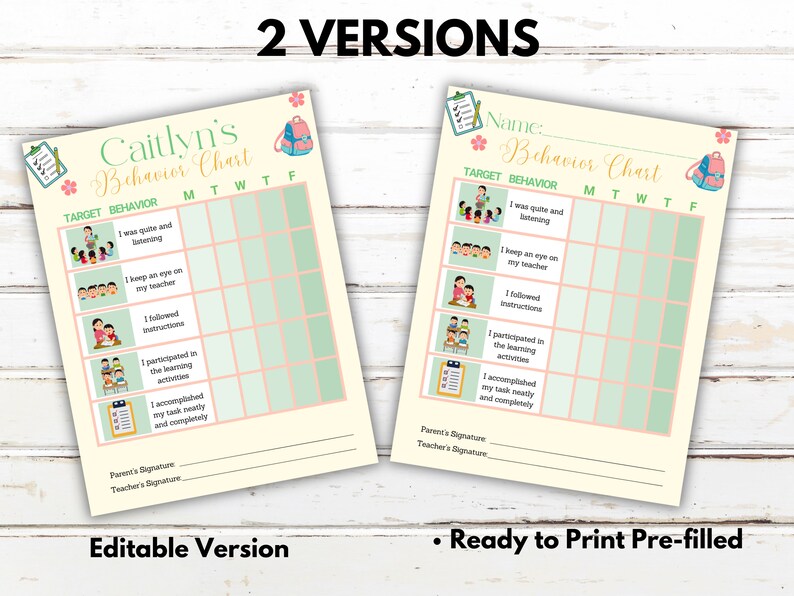 Visual Behavior Chart, Homeschool Behavior Chart for Kids, Kids ...