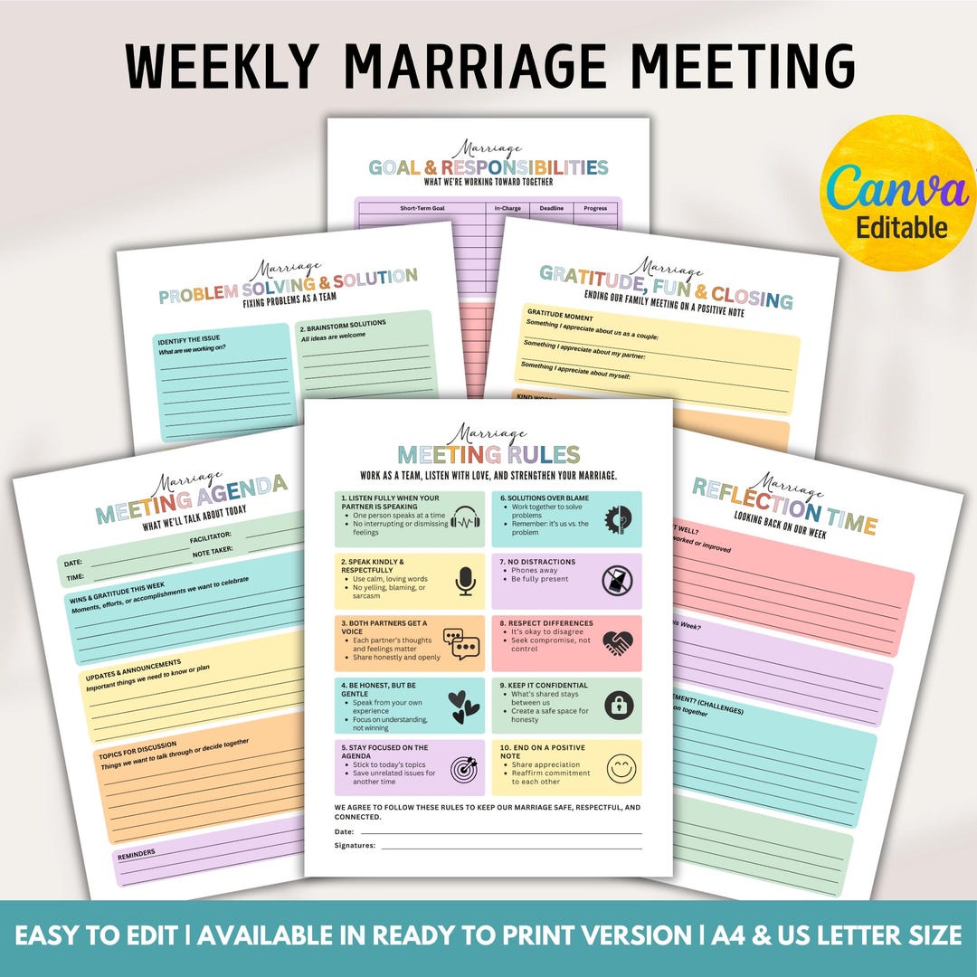 Editable Weekly Couple Meeting Template, Marriage Check-in ...