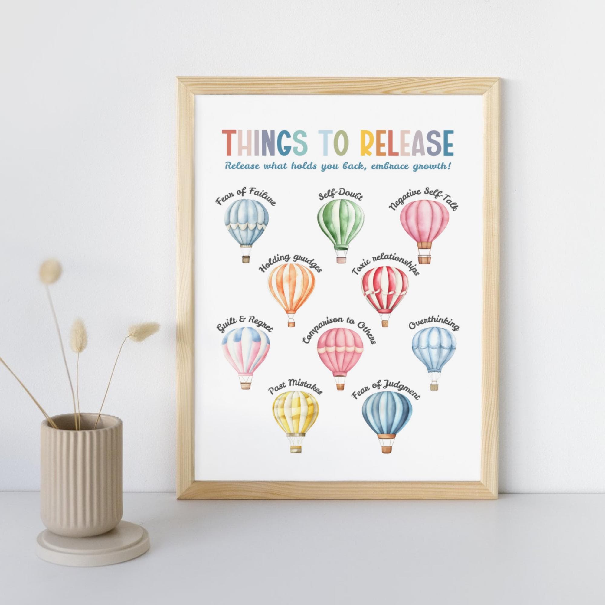 Things to Release, Mental Health Poster, Therapy Office Decor, School ...