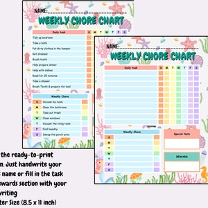 Kids Task Chart Task Chart Chore Chart Printable Editable Chore Chart ...
