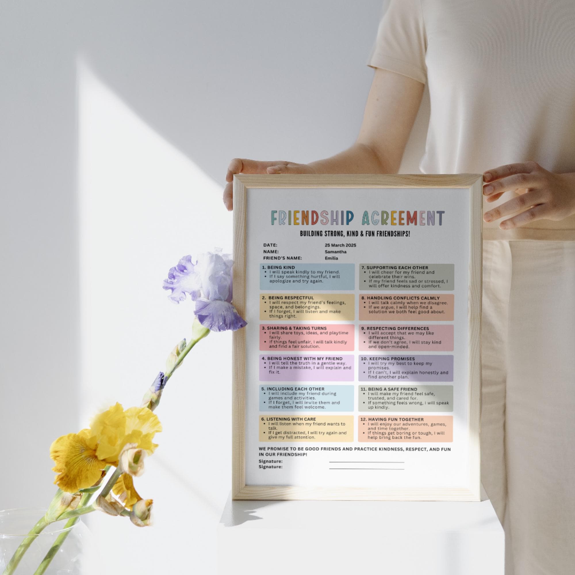 Editable Kids Friendship Promise, Friendship Agreement, Kids BFF ...