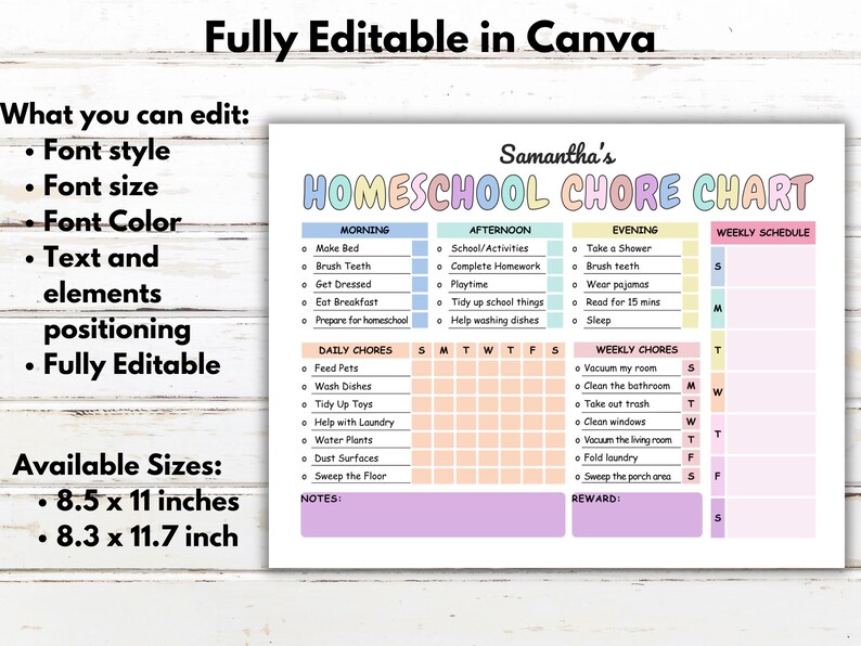 Homeschool Chore Chart, Homeschool Routine for Kids, Homeschool ...