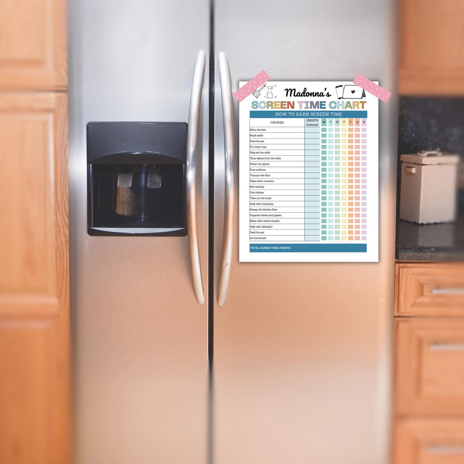 Kids Screen Time Chart, Gadget Chart for Kids, Screen Time Tracker ...