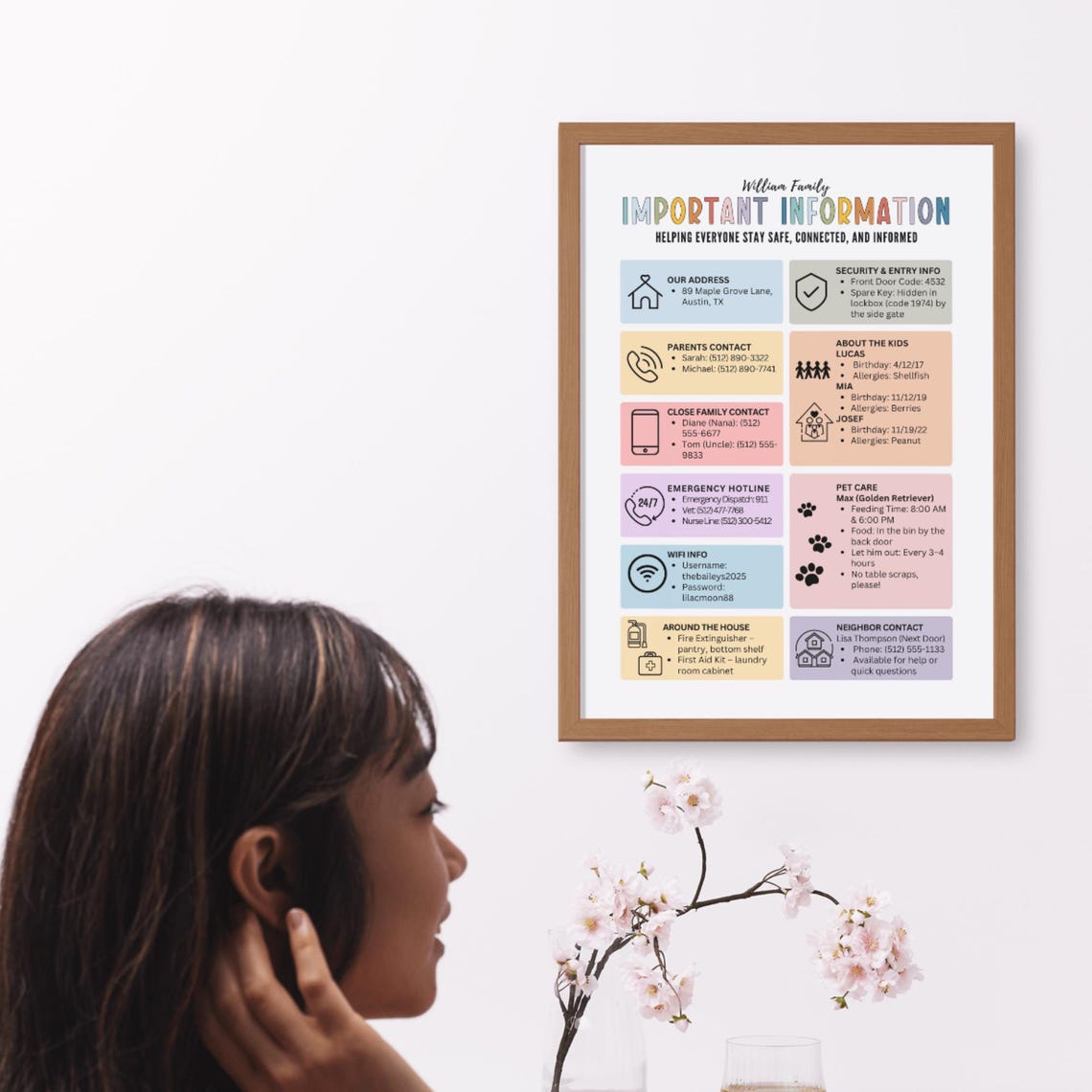 Editable Family Information Sheet, Emergency Contact Template ...