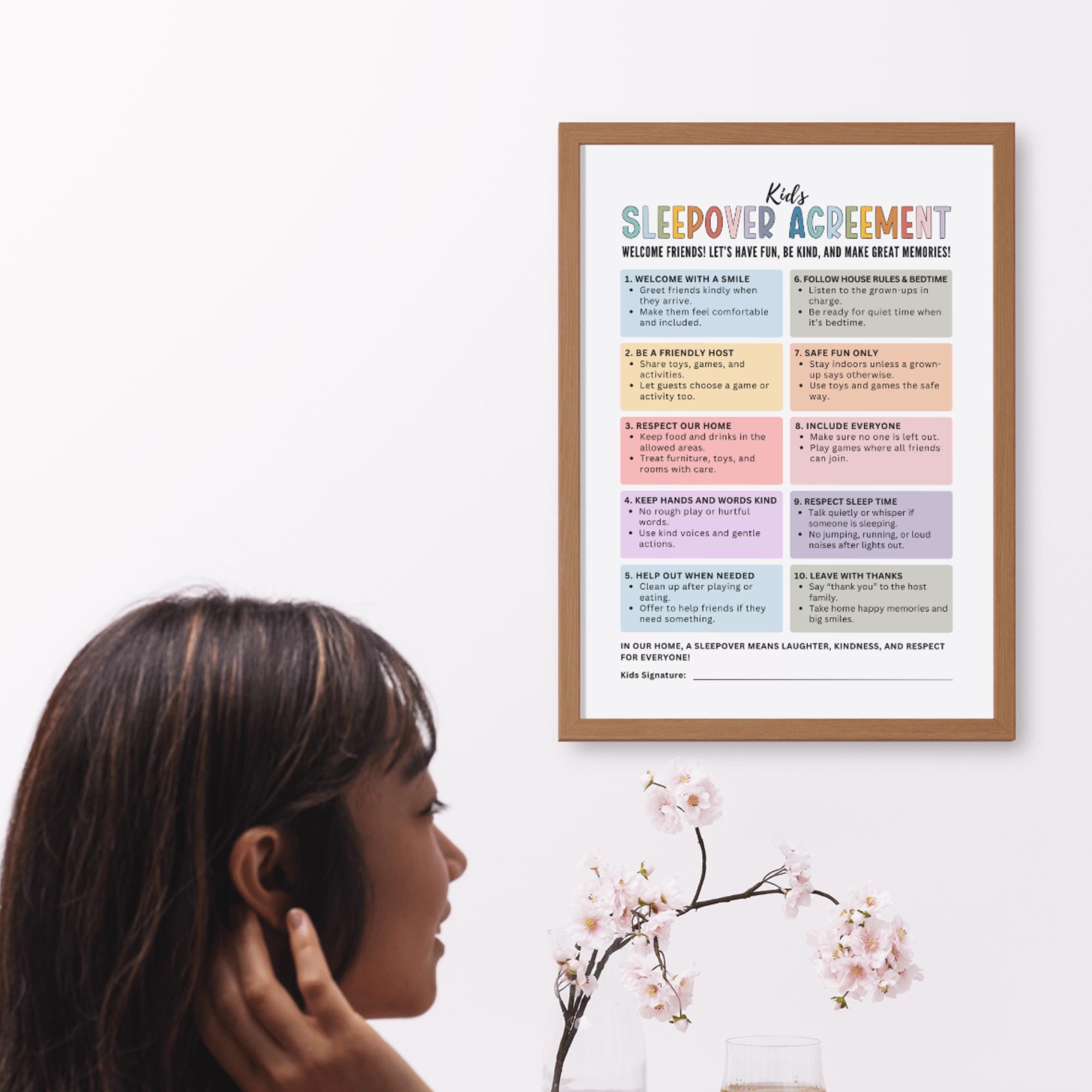 Editable Sleepover Rules Chart for Kids, Printable Kids Sleepover ...