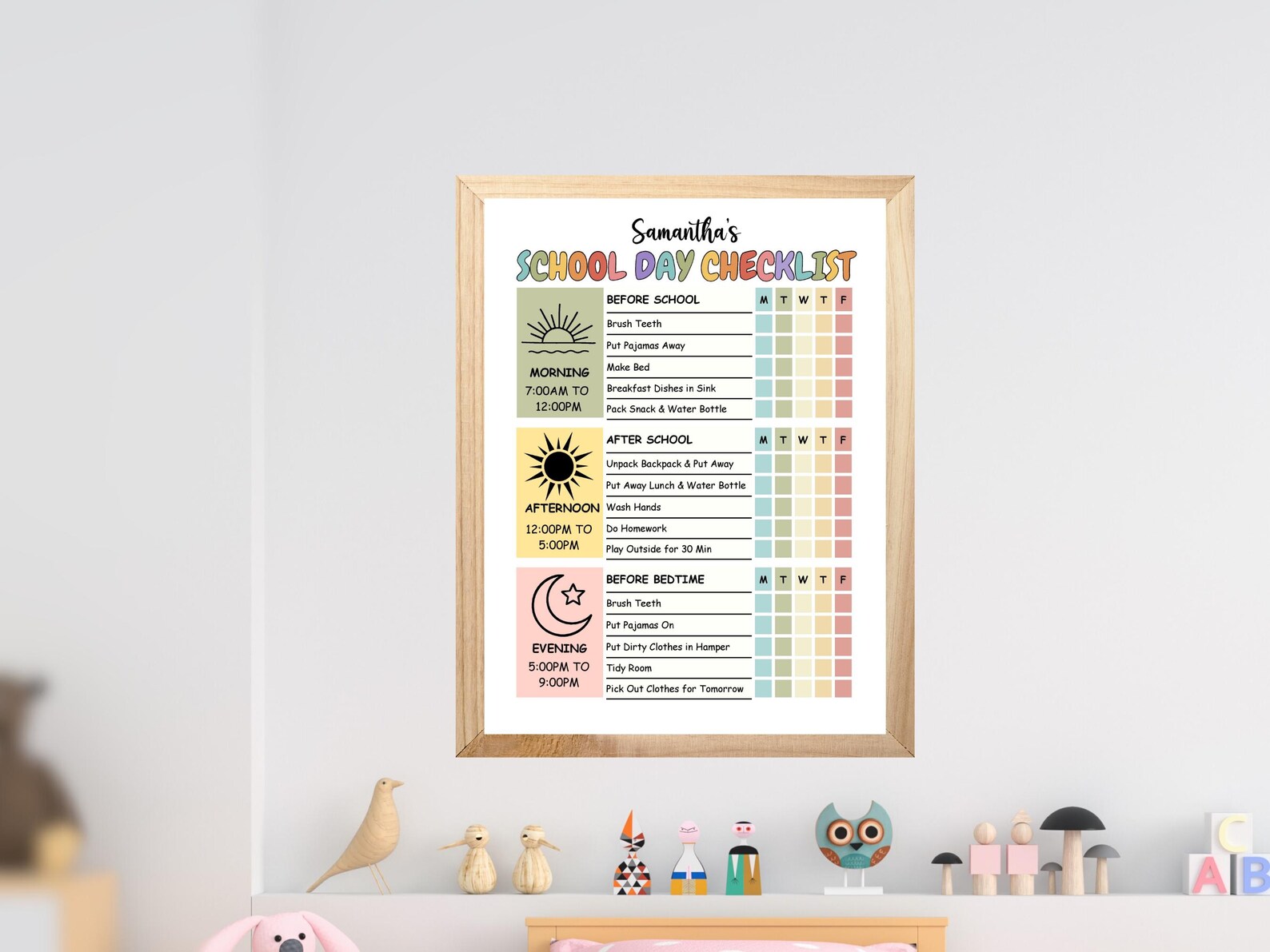 Kids School Day Routine Chart: Editable Checklist (digital Download) - Etsy