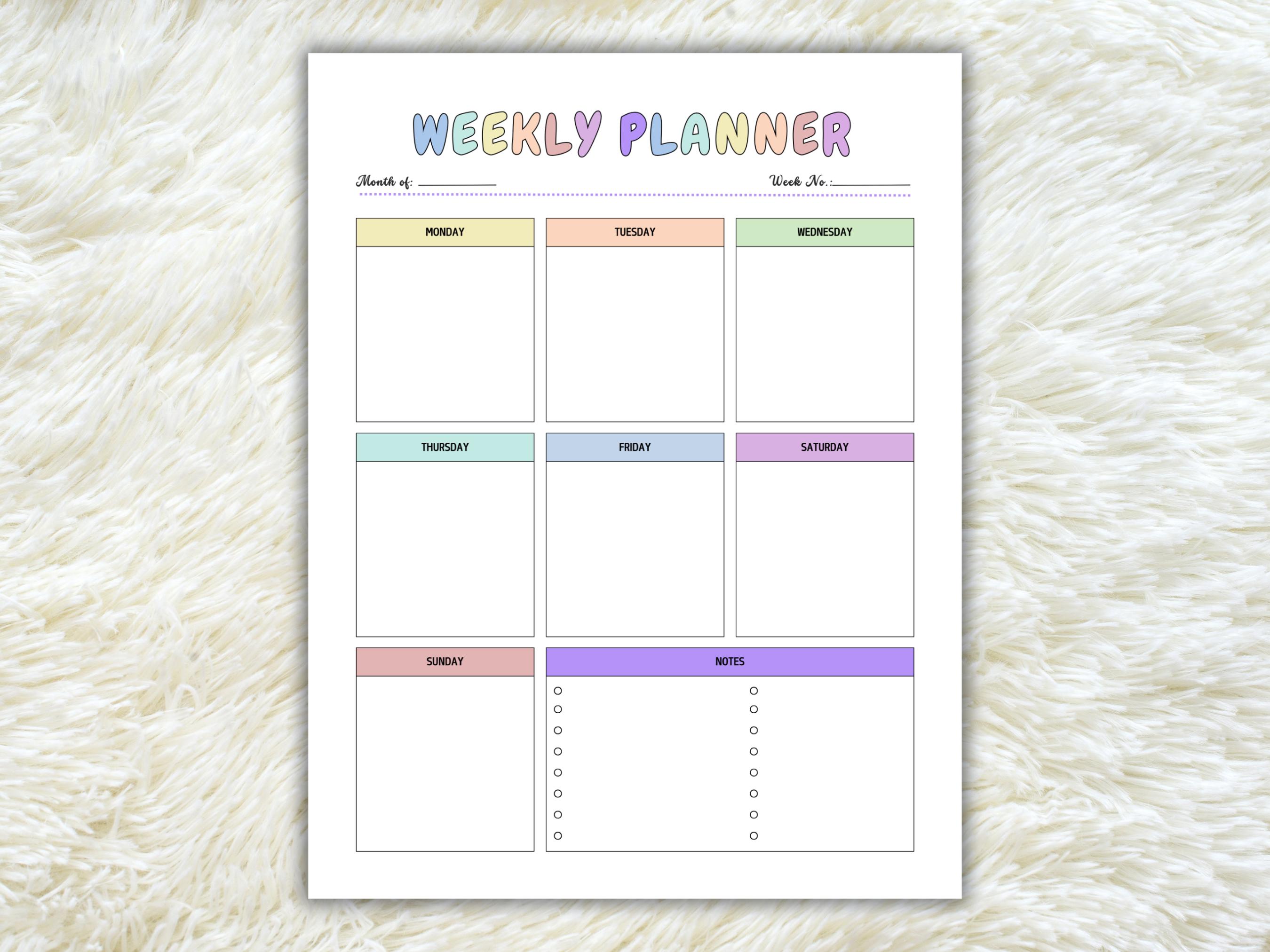 Printable Kids Weekly Planner, Weekly Schedule for Kids, Family ...