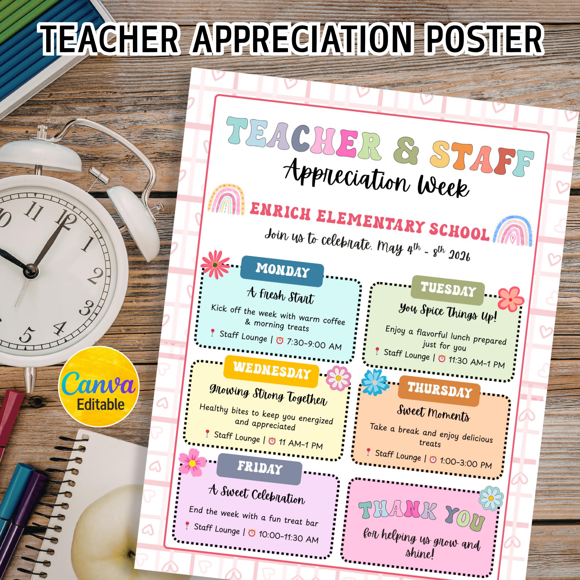 Editable Teacher Appreciation Week Flyer Template, Printable Teacher ...