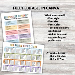 Editable Family Chore Chart Bundle, Family Chore Agreement, Family ...
