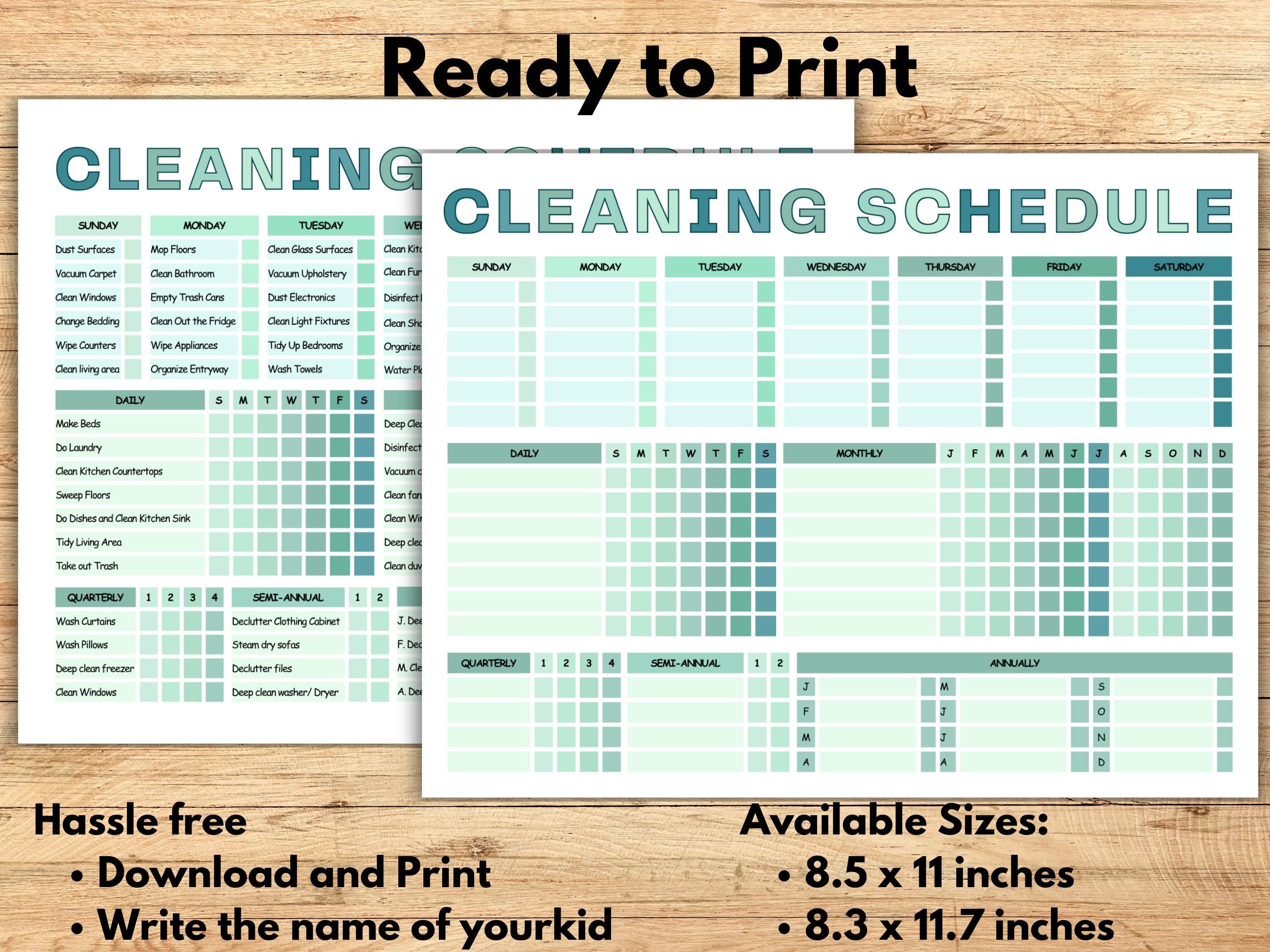 Editable Cleaning Schedule for ADHD: Printable Home Chore Chart, Canva ...