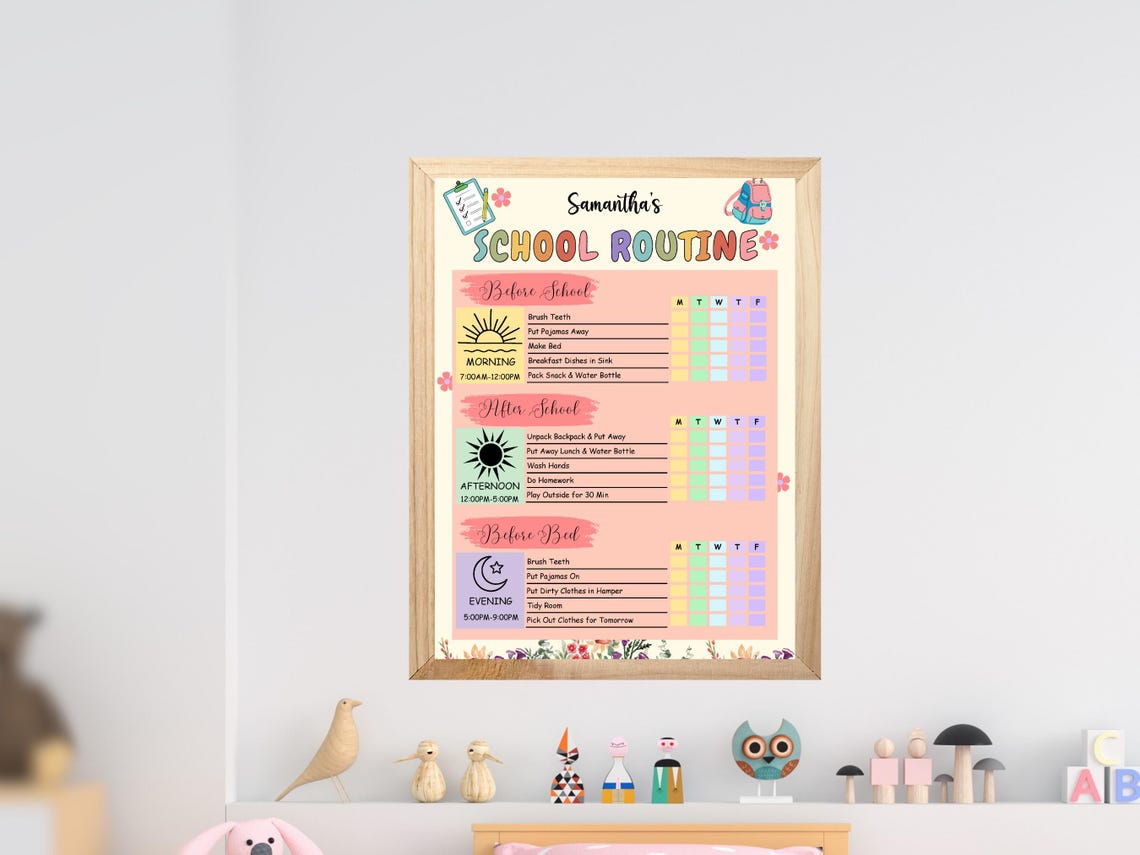 Editable School Checklist for Kids, Before After School Schedule, Daily ...