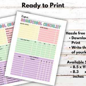 Editable Homeschool Planner, Kids Homeschool Schedule Checklist, Kids ...