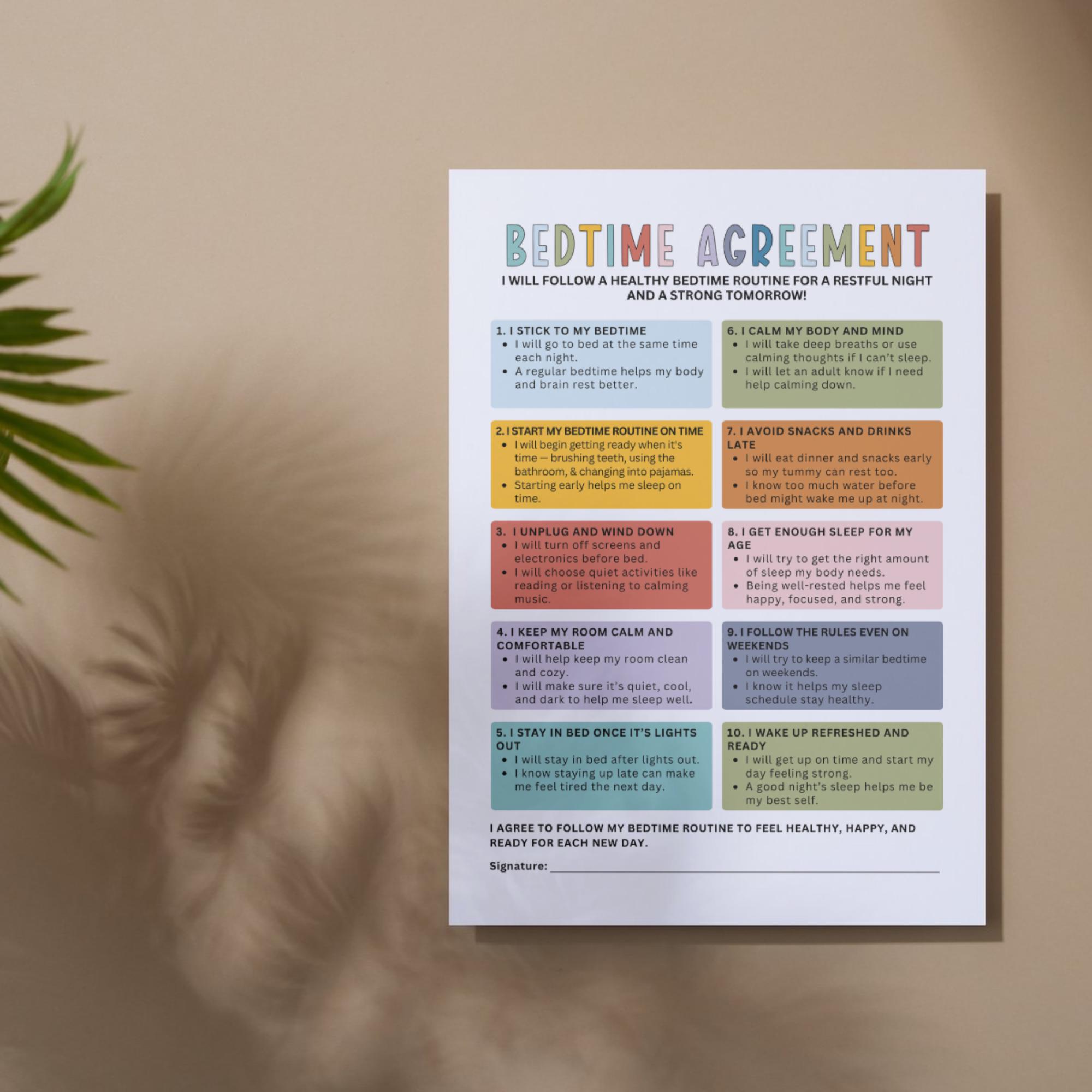 Bedtime Routine Checklist for Kids, Bedtime Rules, Bedtime Schedule ...