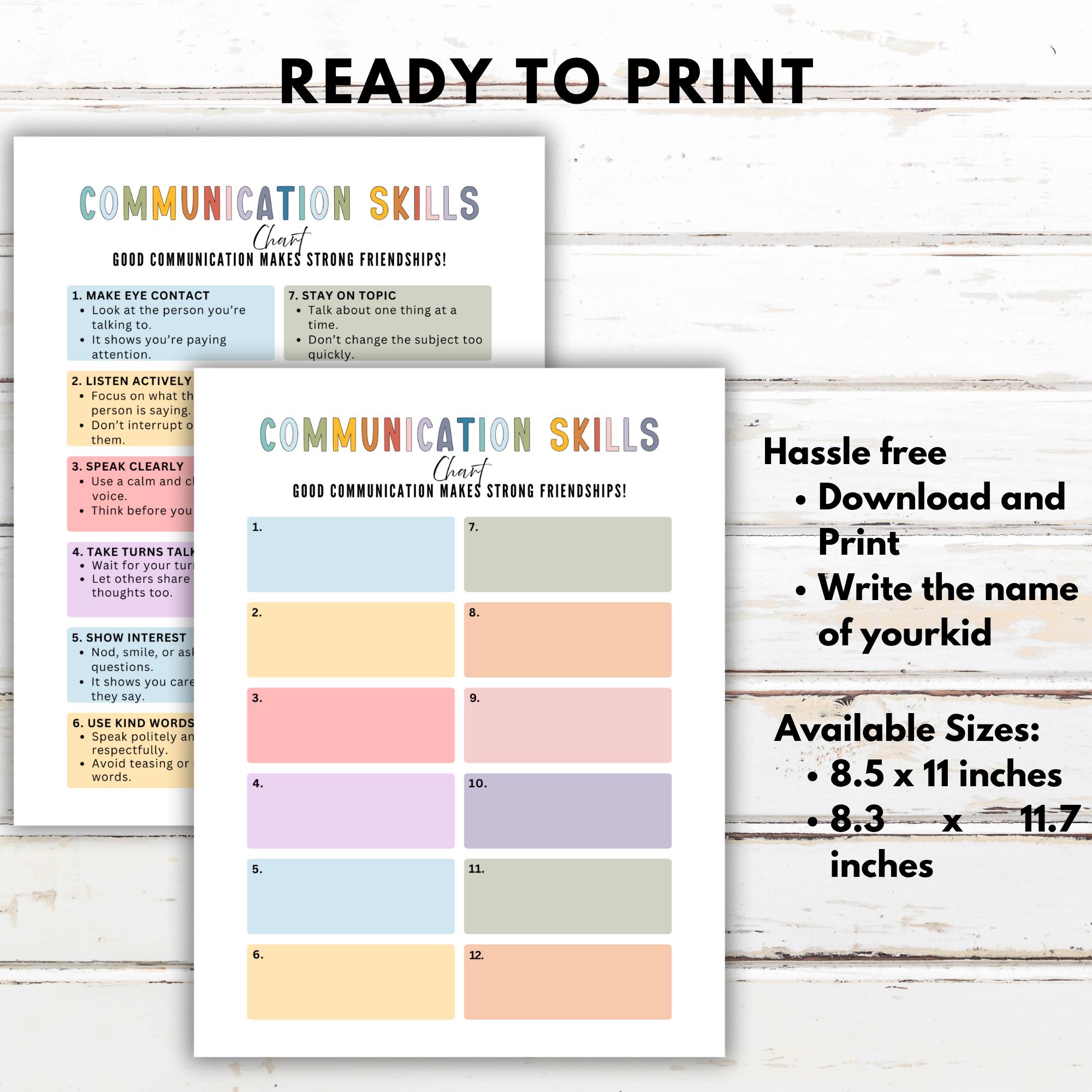 Communication Skills Chart, Kids Communication, Manners Chart, Social ...
