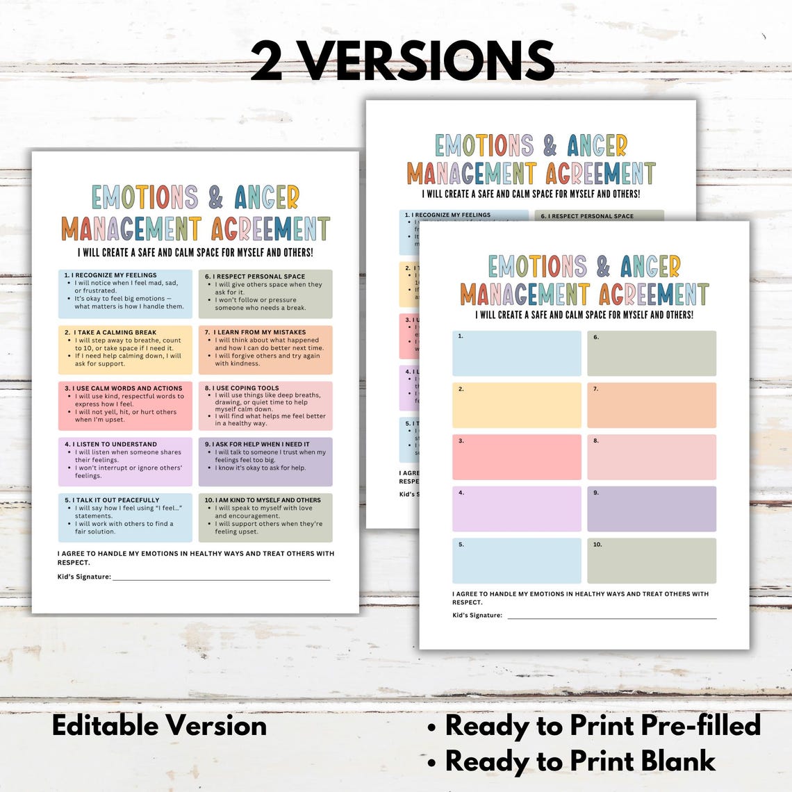Editable Anger Management Chart for Kids, Kids Emotion Regulation Chart ...