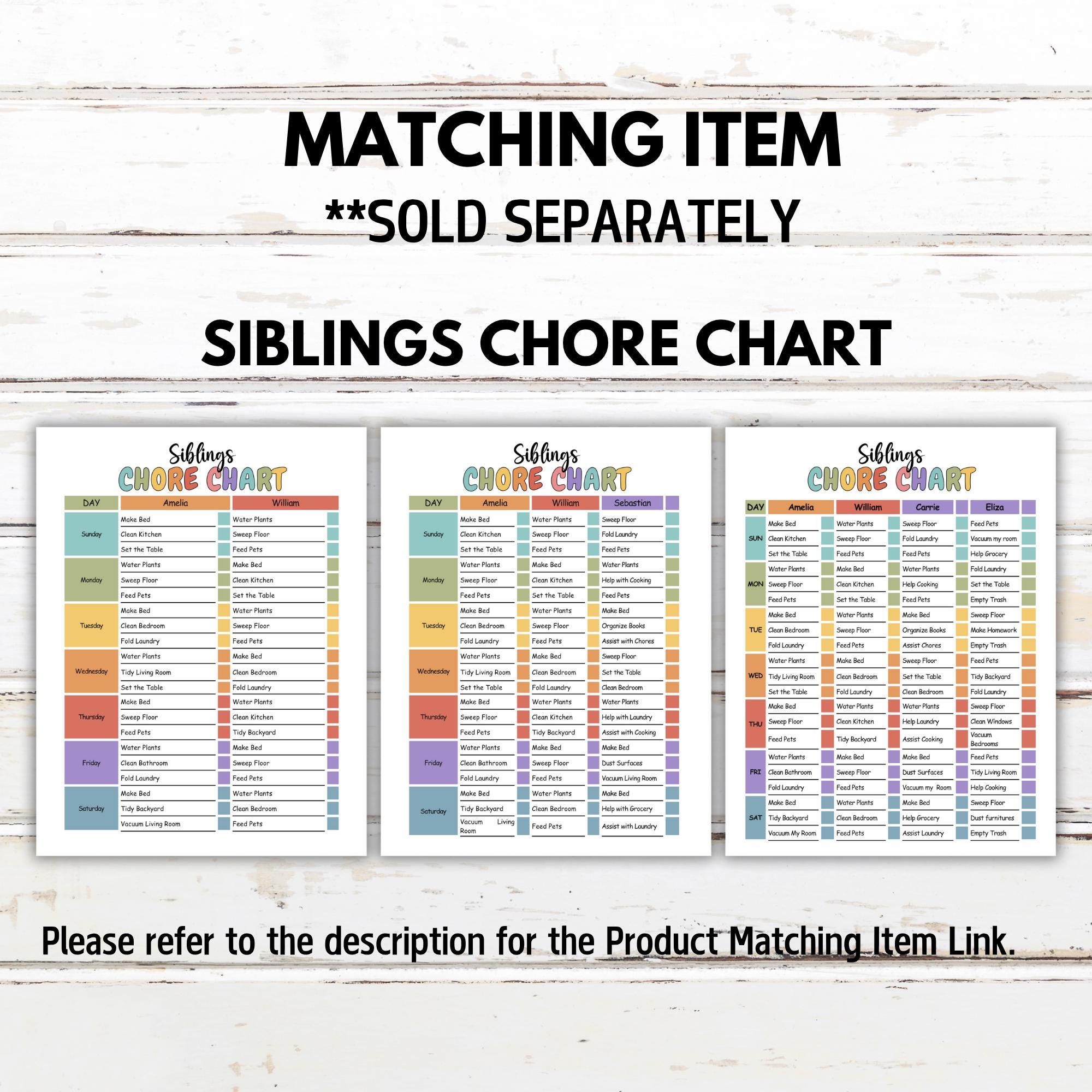 Editable Sibling Chore Checklist, Sibling Accountability, Kids ...