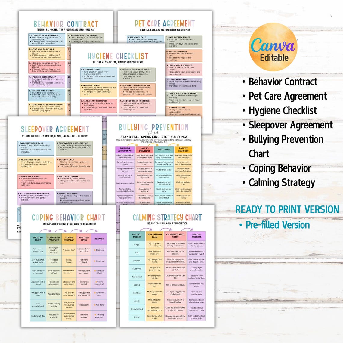 Editable Family Chart Bundle, Family House Rules, Screentime Chart ...