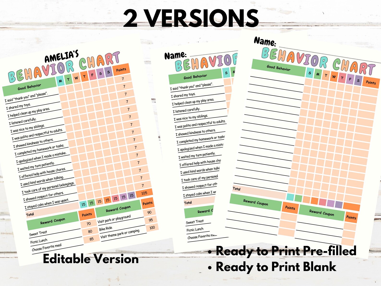 Behavior Chart for Kids, Good Behavior Chart, Kids Behavior Tracker ...