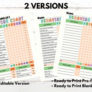 Editable Kids Behavior Chart: Positive Reward Tracker (digital Download ...