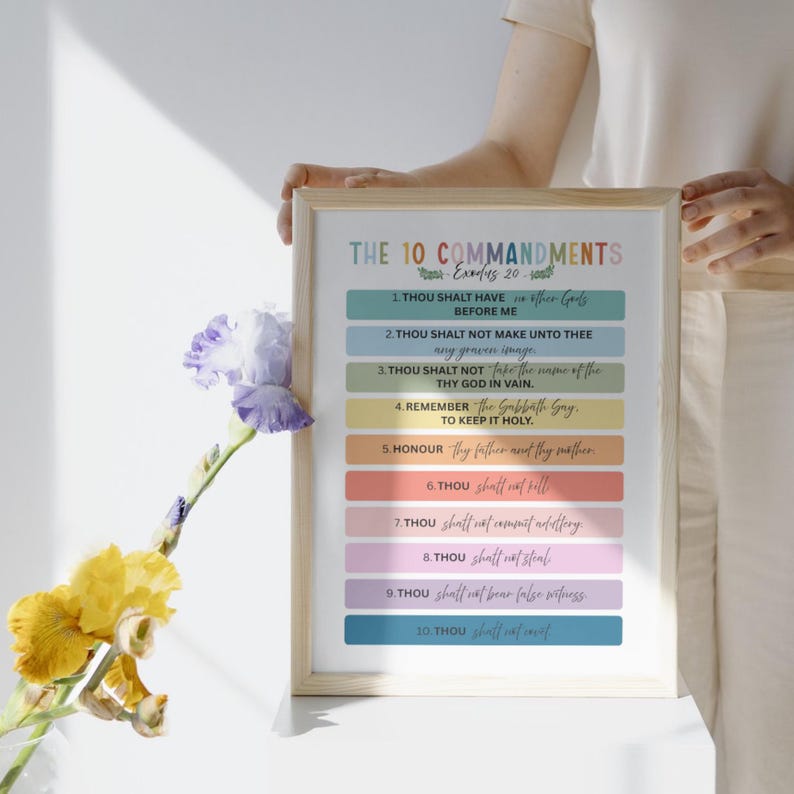 Printable the 10 Commandments Poster, Classroom Decoration, Christian ...