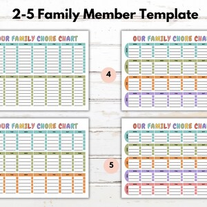 Editable Family Chore Chart, Printable Household Chore Chart, Kids ...