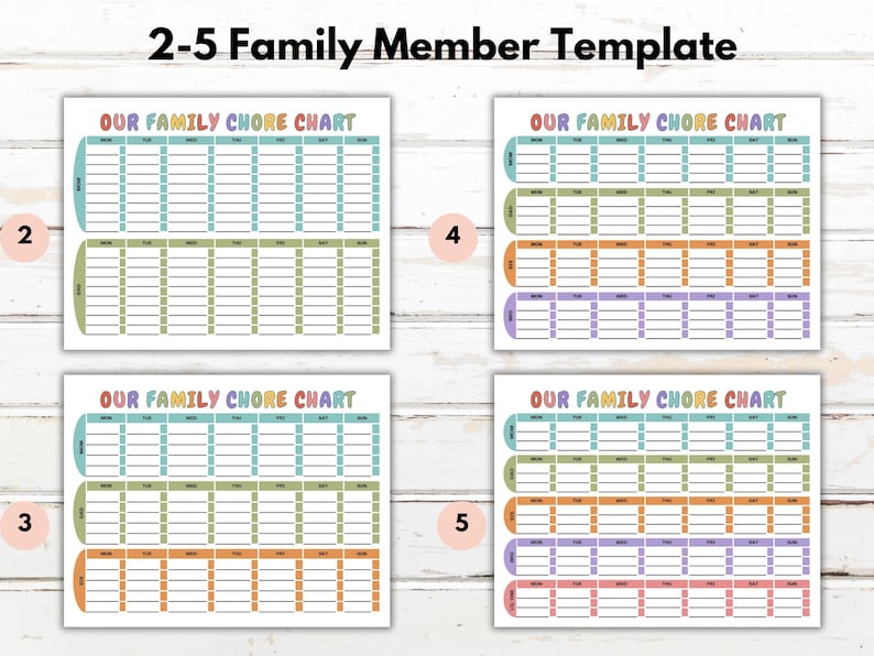 Editable Family Chore Chart, Printable Household Chore Chart, Kids ...