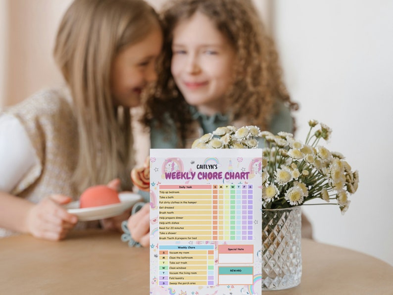 Unicorn Kids Task Chart Kids Chore Chart Printable Editable Chore Chart ...