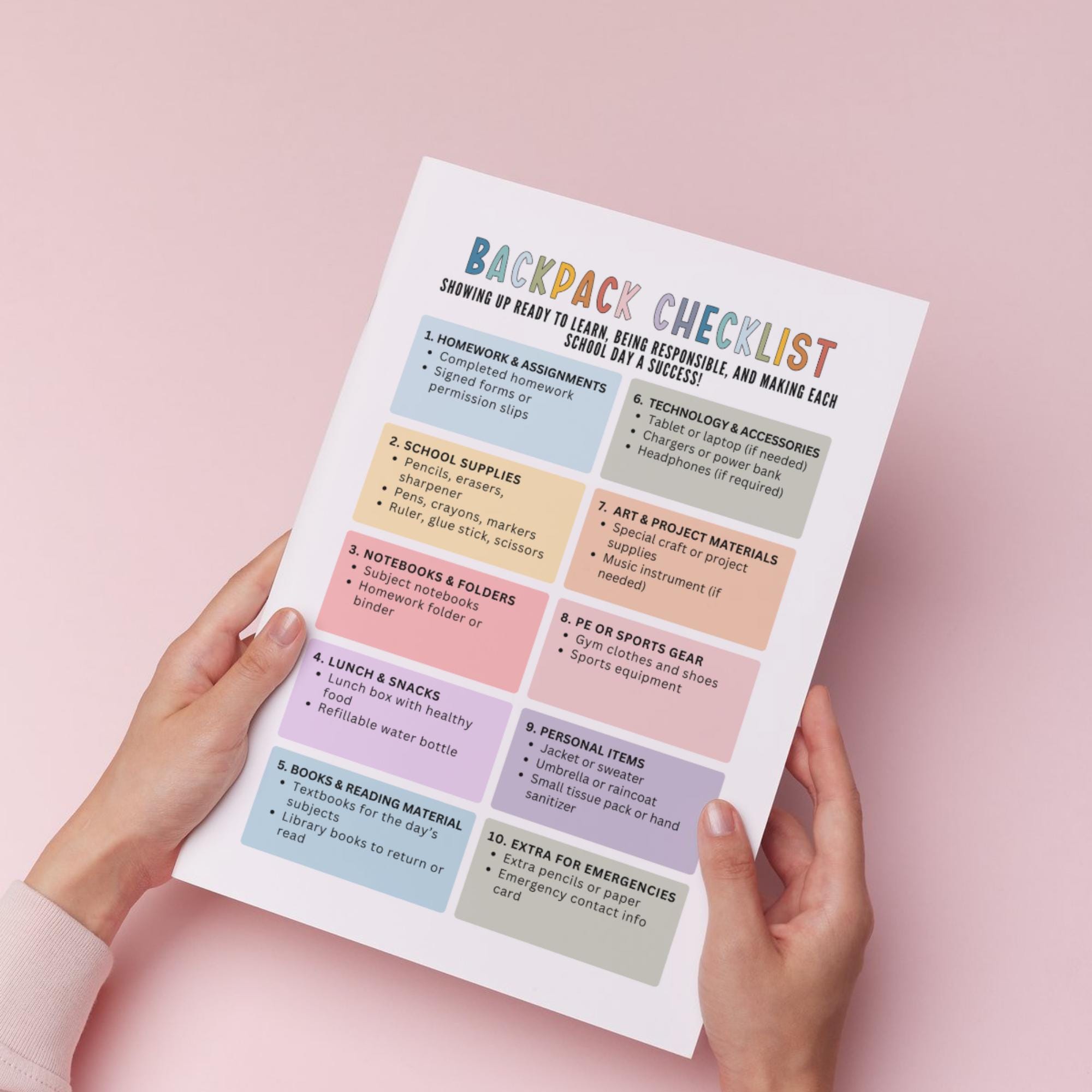 Editable Kids Backpack Checklist, Printable School Bag Packing List ...