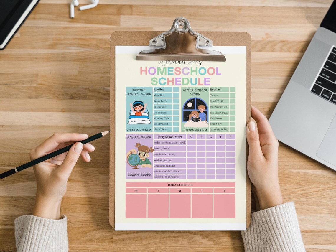Kids Homeschool Schedule Checklist Editable Template, Kids Daily Weekly ...