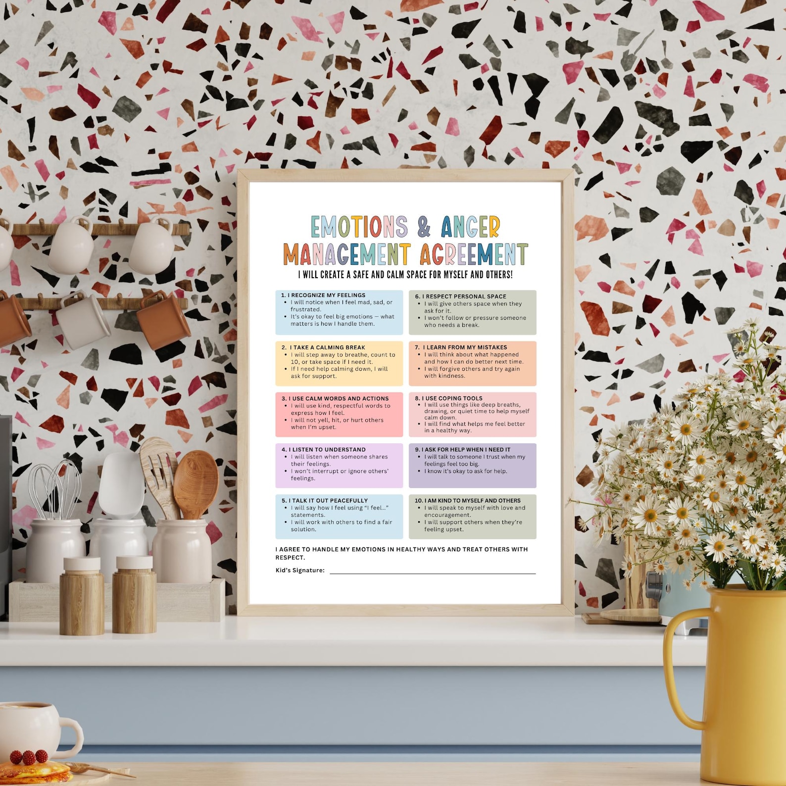 Editable Anger Management Chart for Kids, Emotions Management, Calming ...