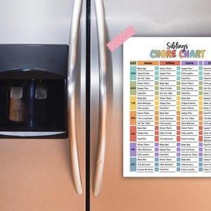 Editable Chore Chart for Multiple Kids, Siblings Chore Chart for Kids ...