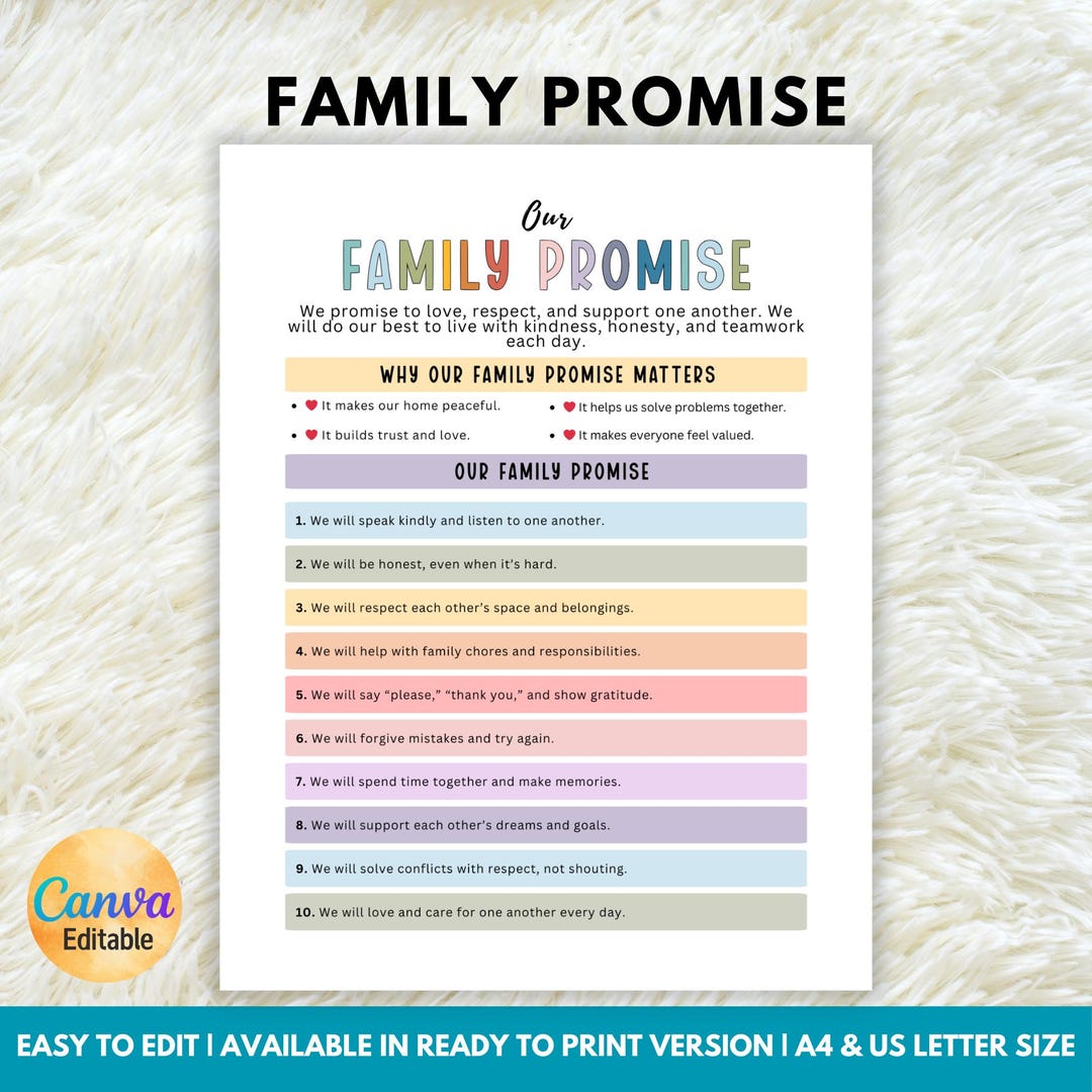 Family Promise Template, Family Good Behavior Chart, Family House Rules ...
