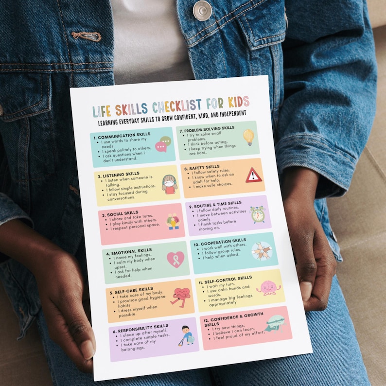 Editable Life Skills Checklist Chart for Kids, Kids Responsibility ...