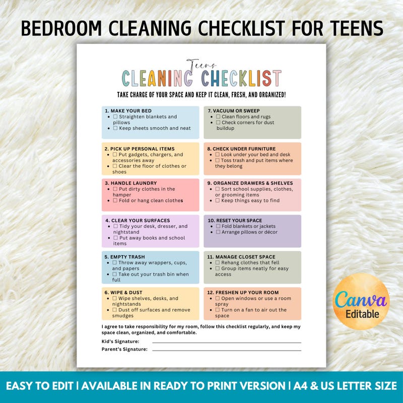 Schedule Checklist Teens - Etsy