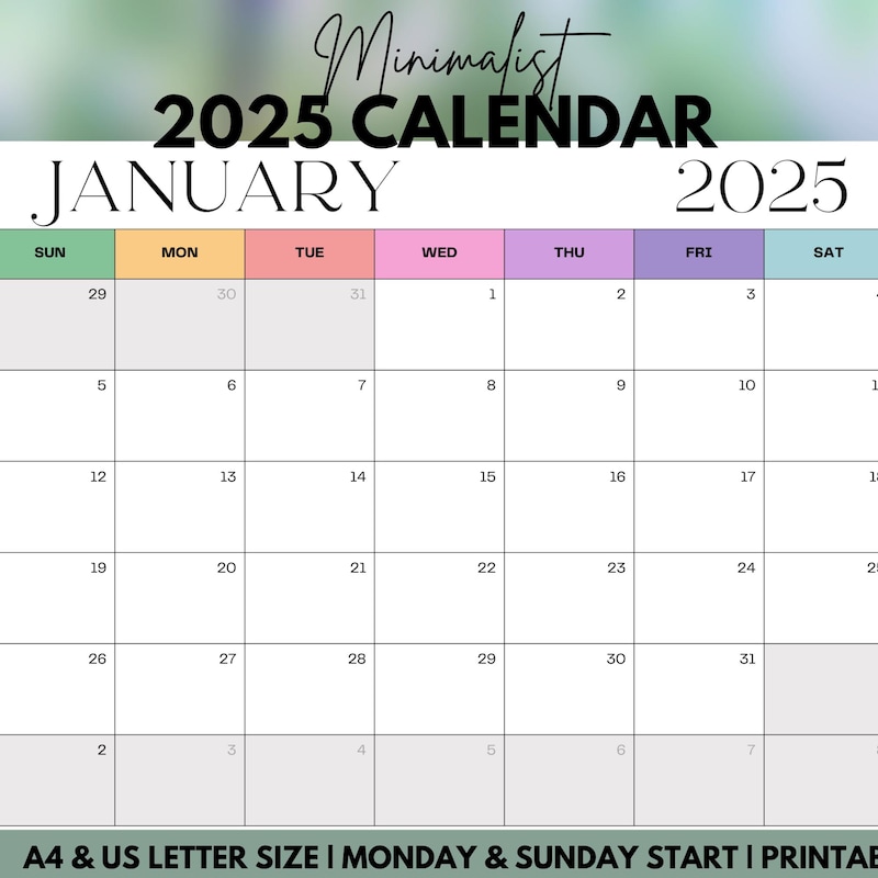 Colorful Calendar - Etsy