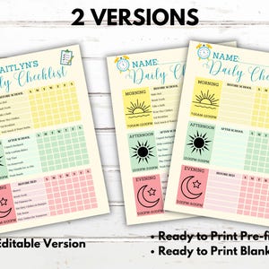 Editable Kids Daily Checklist, Kids Chore Chart, Kids Routine Chart ...