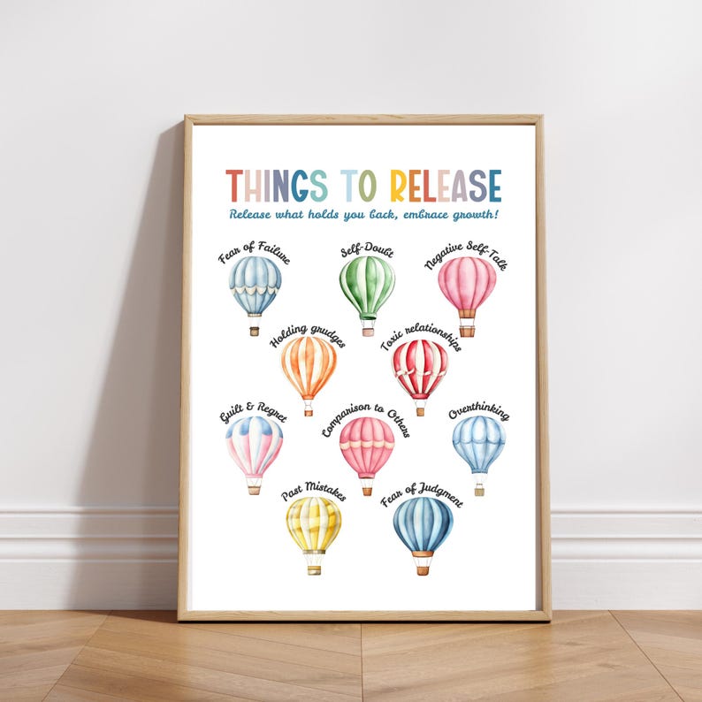 Things to Release Mental Health Poster, Therapy Office Wall Art ...