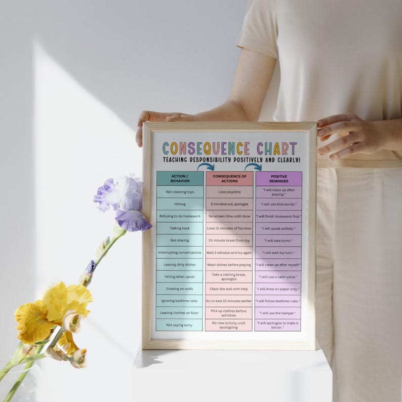 Consequence Chart, Action Consequence Checklist, Kids Good Behavior ...